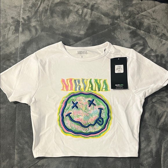 Primark | Tops | Primark White Nirvana Graphic Crop Top | Poshmark